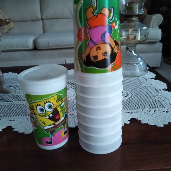 Nickelodeon | Other | Nickelodeon Plastic Cups With Lids | Poshmark